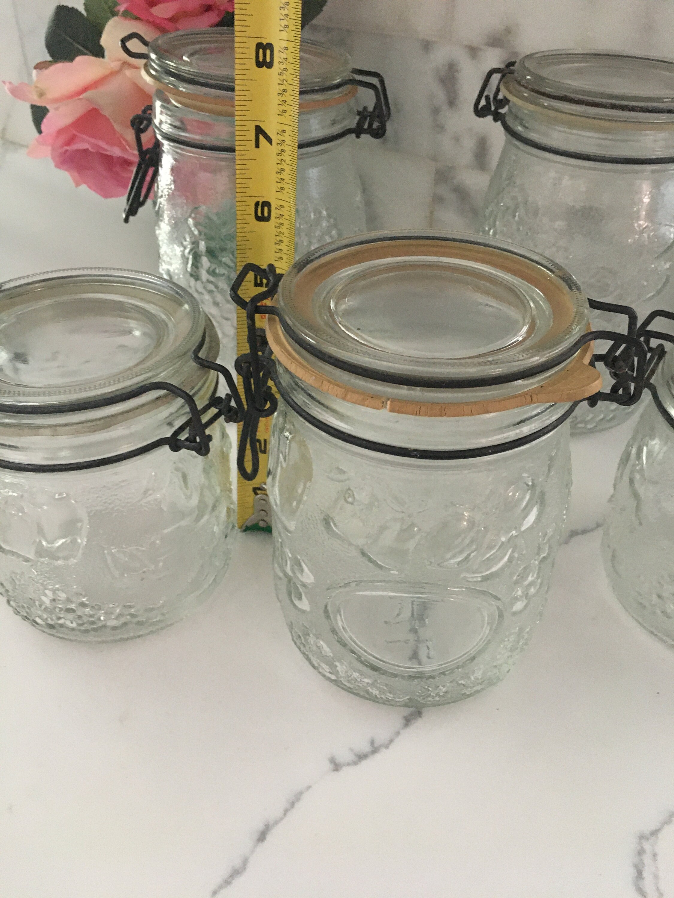 Vintage Set of 5 Wheaton Glass Fruit Jars With Airtight Lids - Etsy