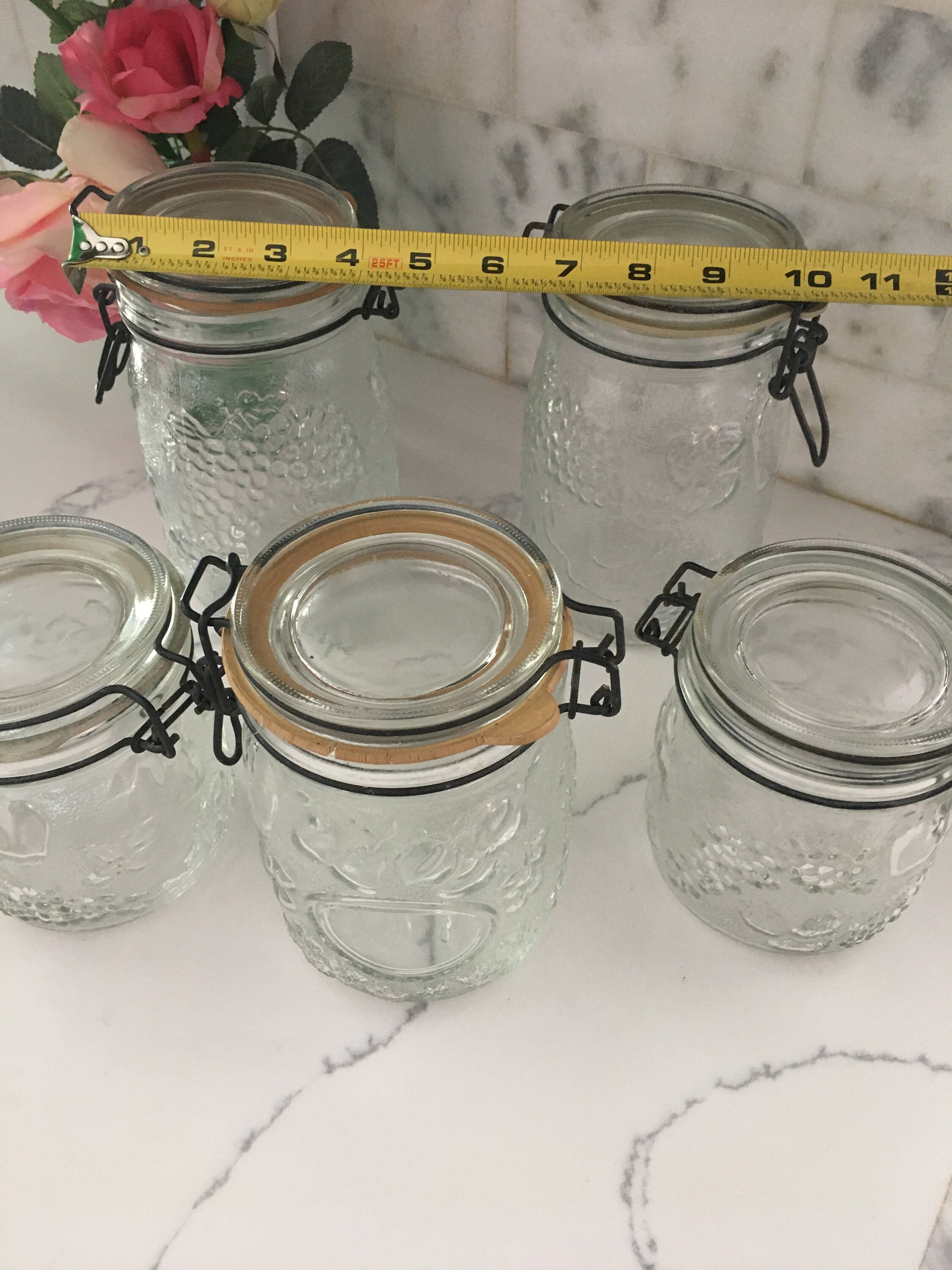 Vintage Set of 5 Wheaton Glass Fruit Jars With Airtight Lids - Etsy