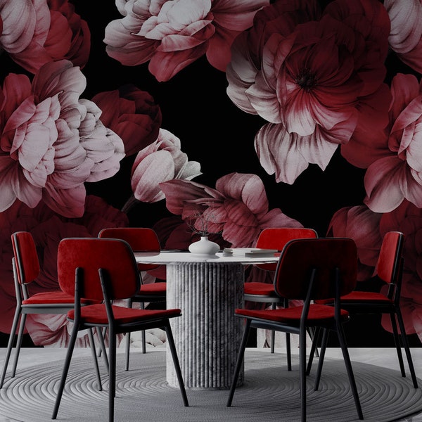 Big Floral Wallpaper - Etsy