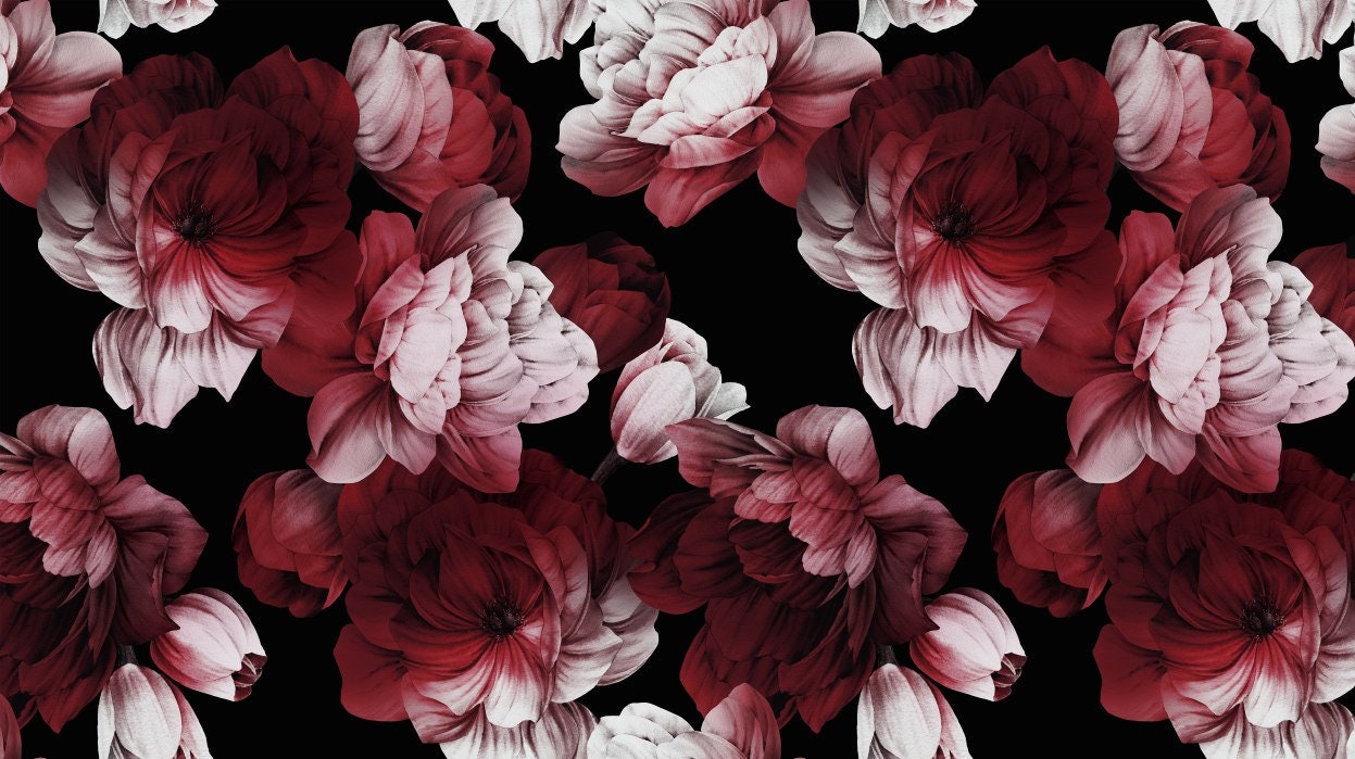 Red And Black Floral Wallpaper