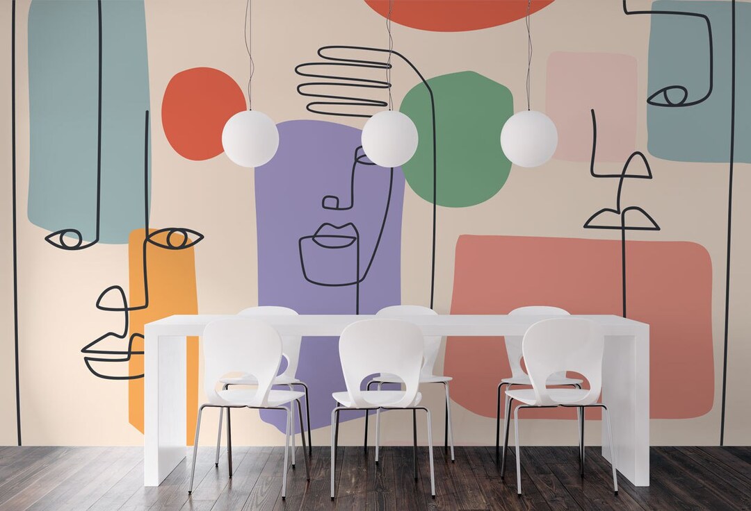 Abstract Boho Art Wallpaper , Abstract Wallpaper , Art Mural , Bedroom ...