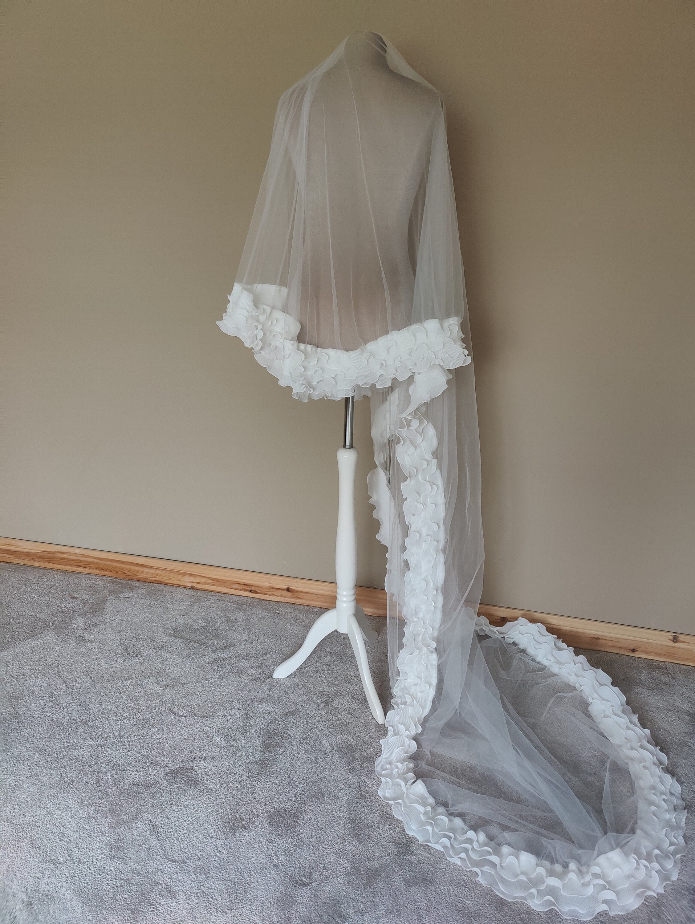 Handmade Bridal Two-tier Ruffle Veil - Etsy