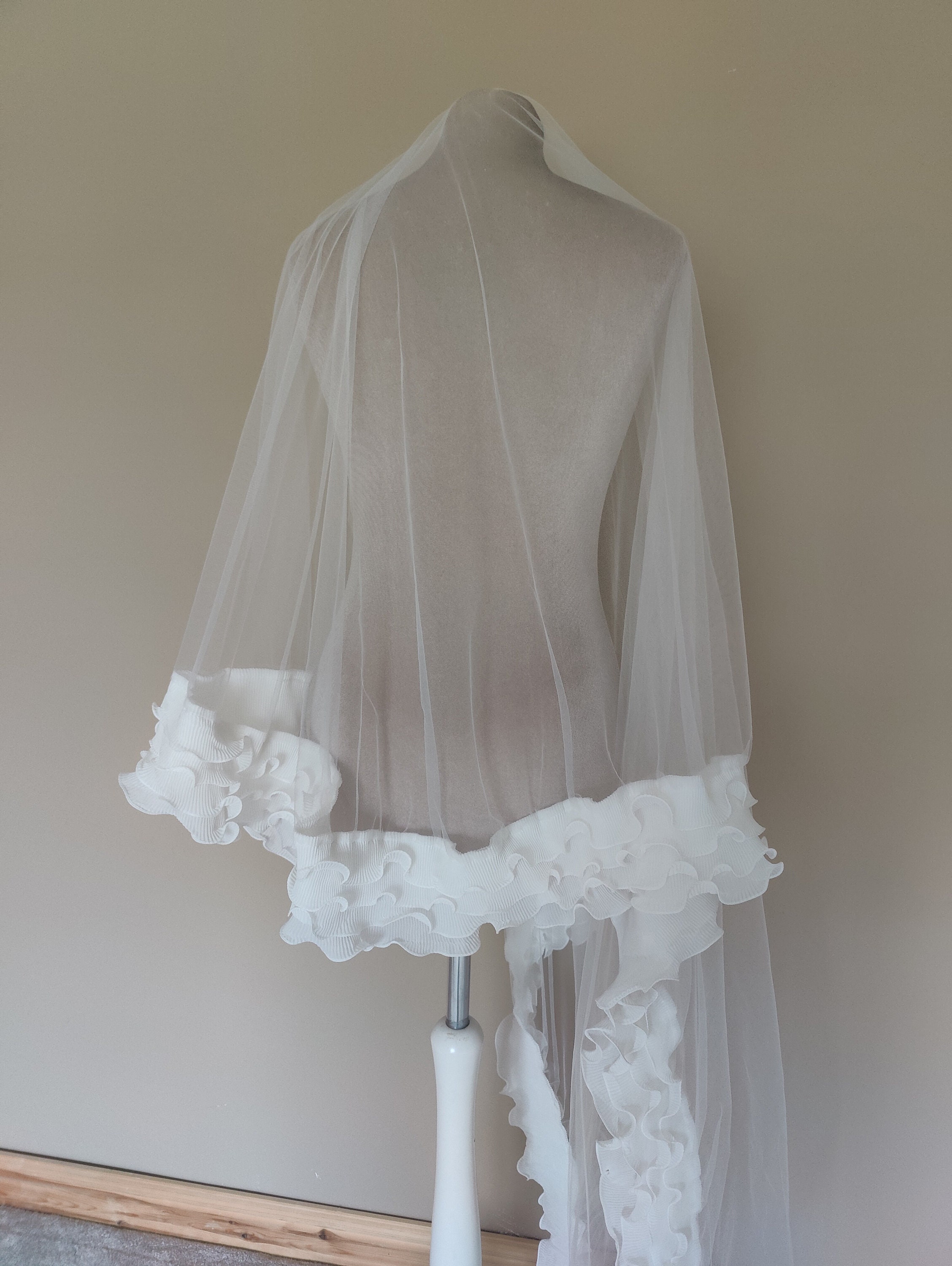 Handmade Bridal Two-tier Ruffle Veil - Etsy
