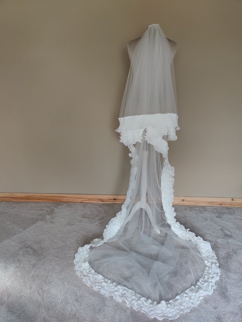 Handmade Bridal Two-tier Ruffle Veil - Etsy