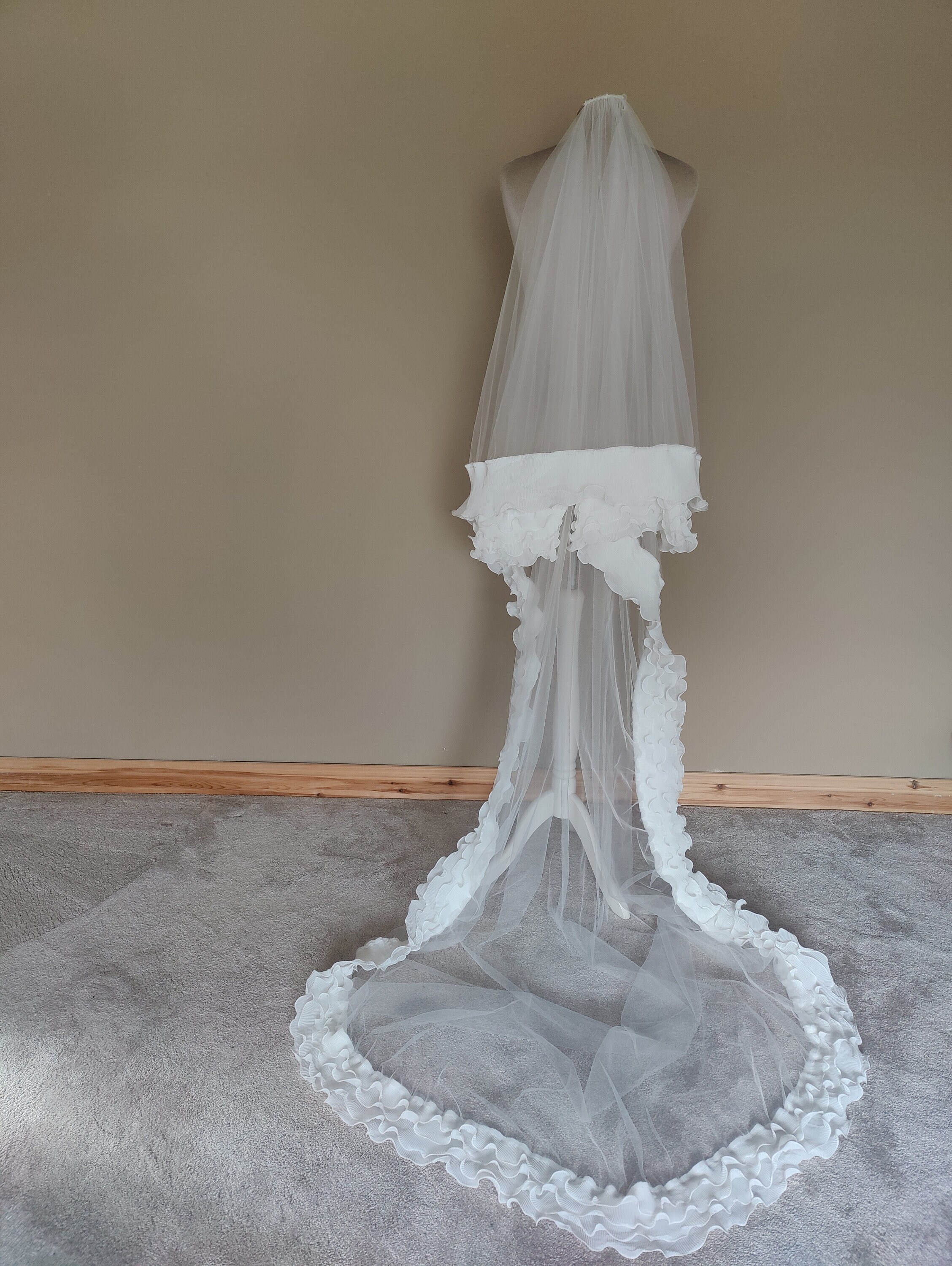 Handmade Bridal Two-tier Ruffle Veil - Etsy