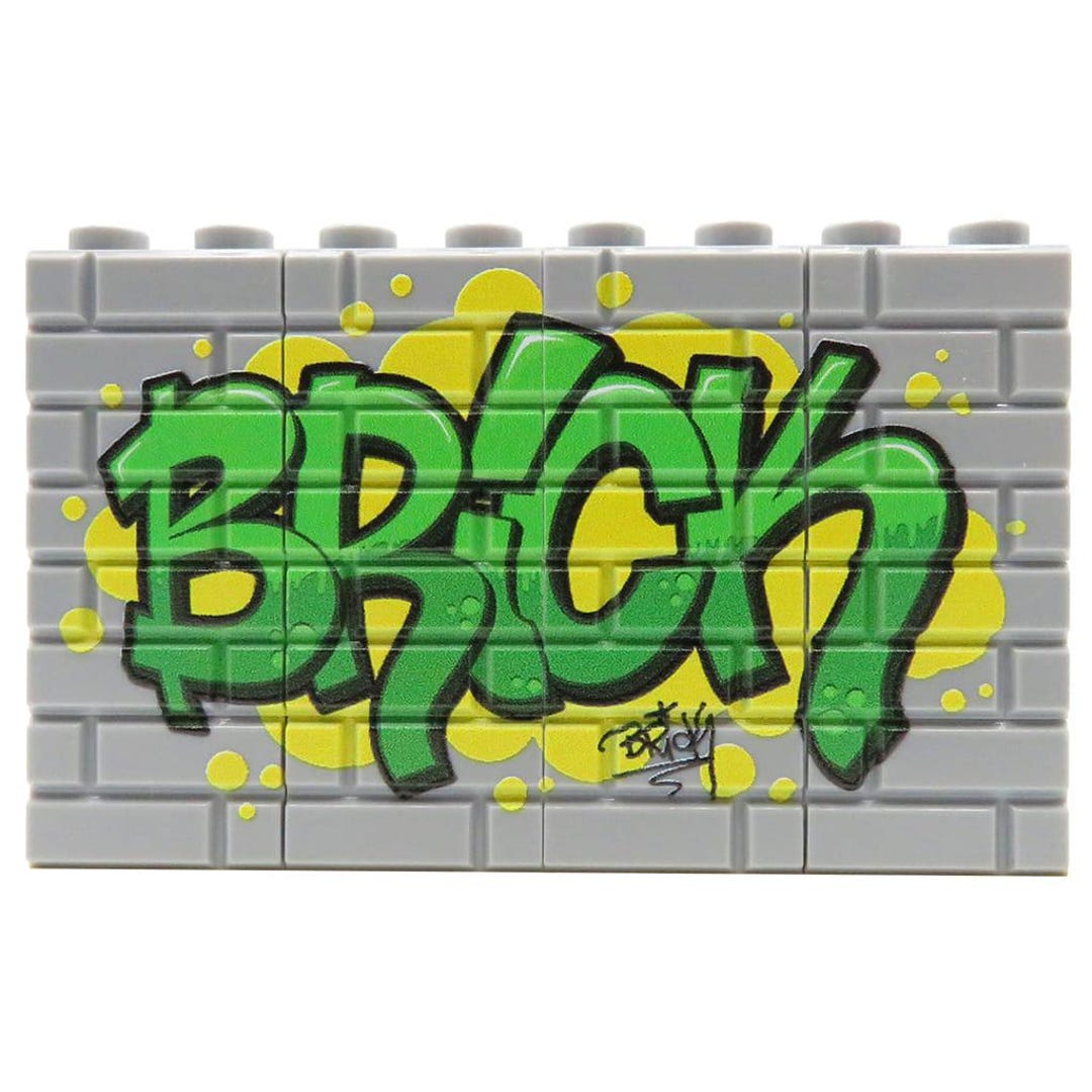 Custom Print on LEGO® Bricks - Graffiti Wall BRICK (green) | Street Art ...