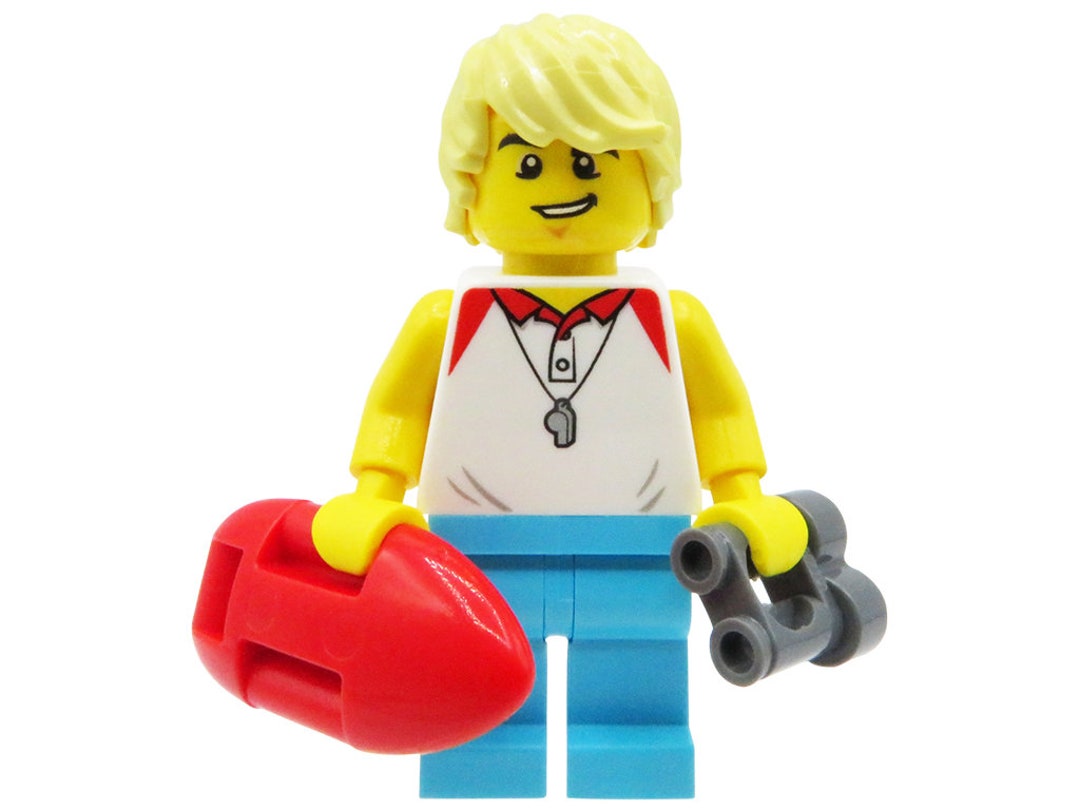 Custom Minifigure Lifeguard Man With Rescue Buoy & Binoculars 100% LEGO ...