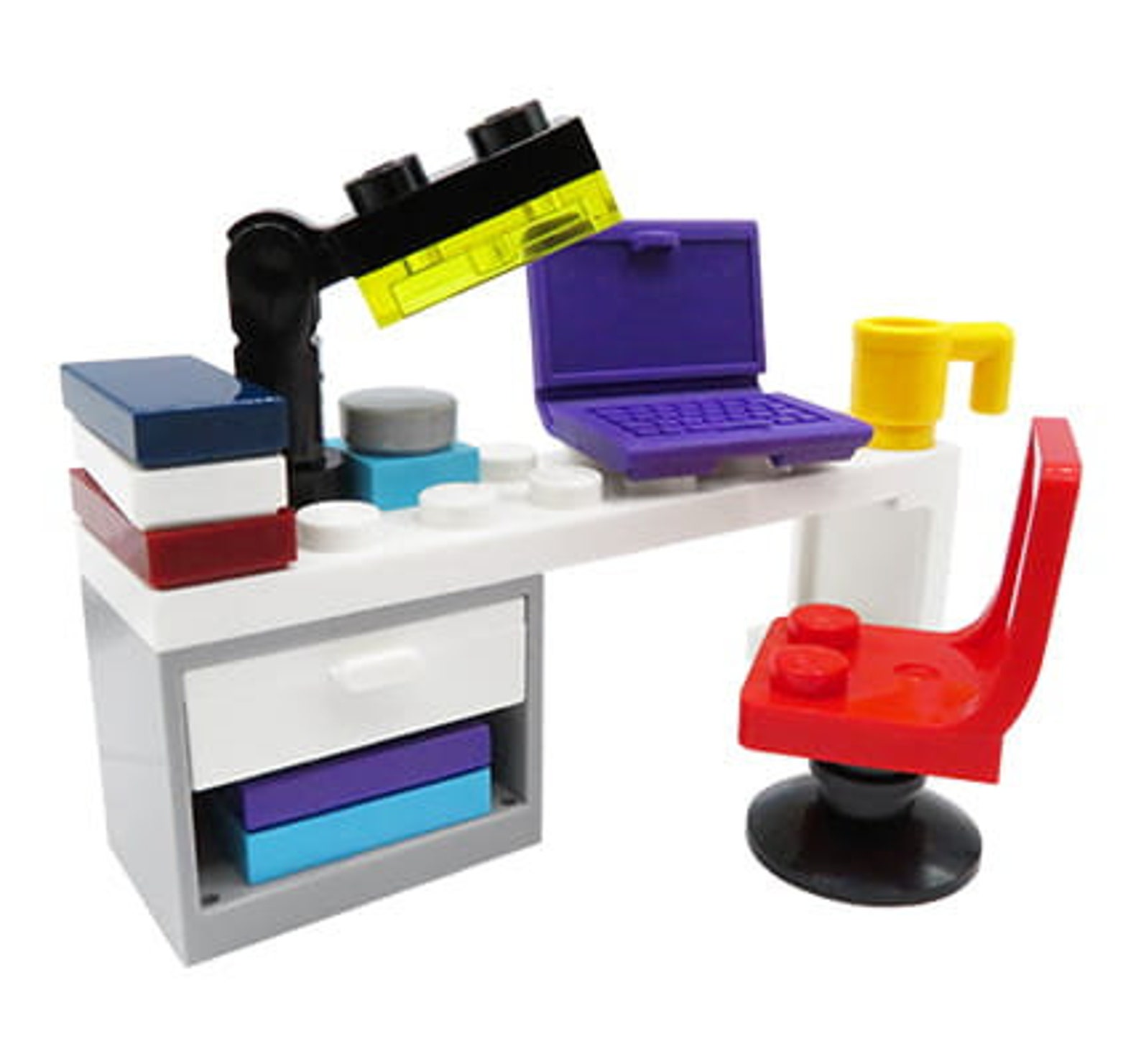 Minifigure furniture: Office desk chair laptop lamp & | Etsy