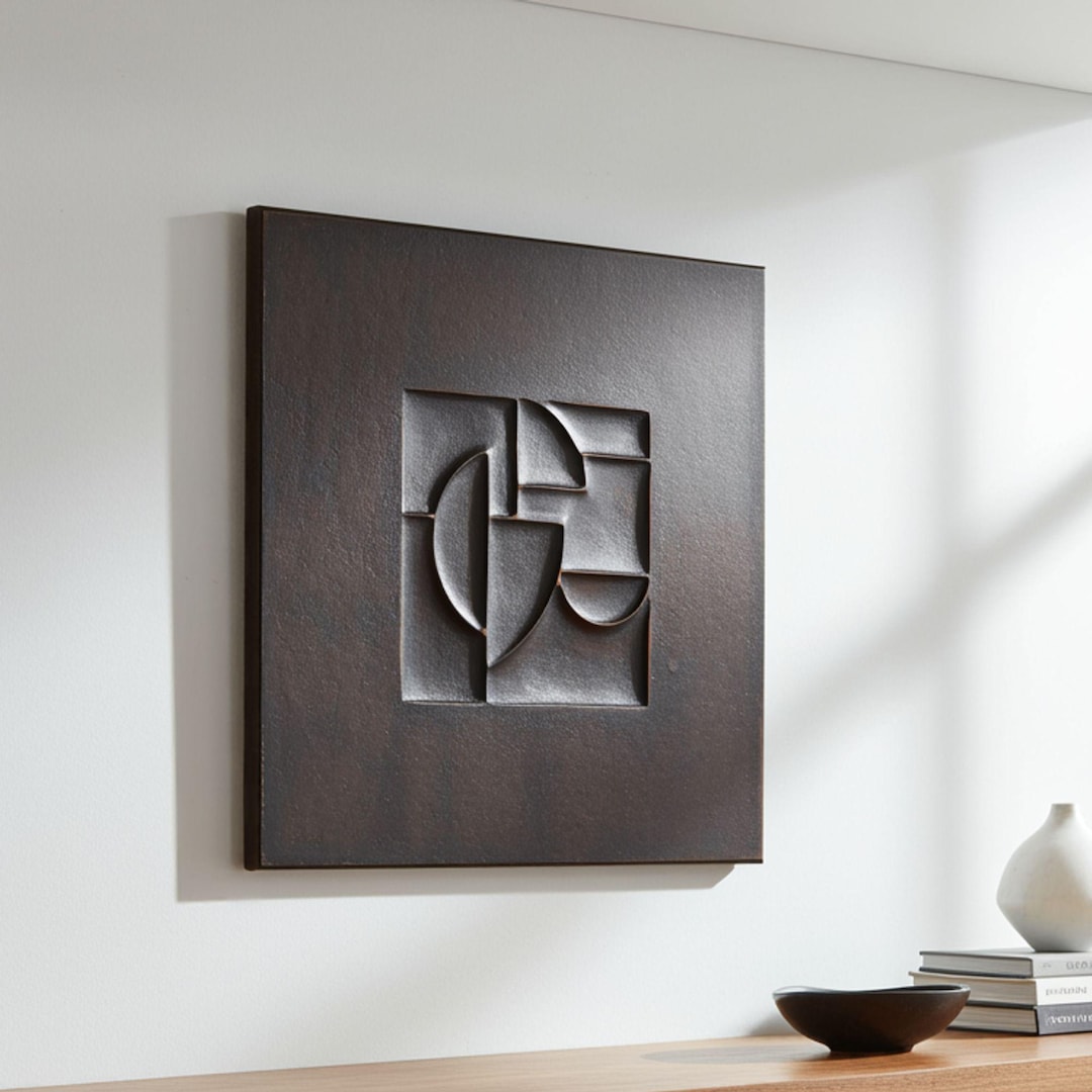 VELAME Wall Art Sculpture – Abstract Geometric Patterns Carved on Black ...
