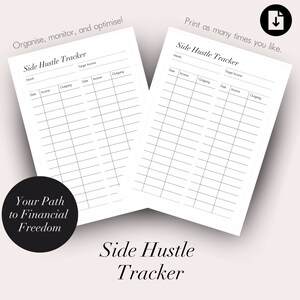 Side Hustle Tracker | Printable, Digital Download, Income and Expenses ...