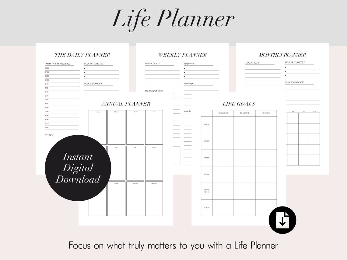 Life Planner Printable | Lifestyle Planner, Life Organiser, Schedule ...