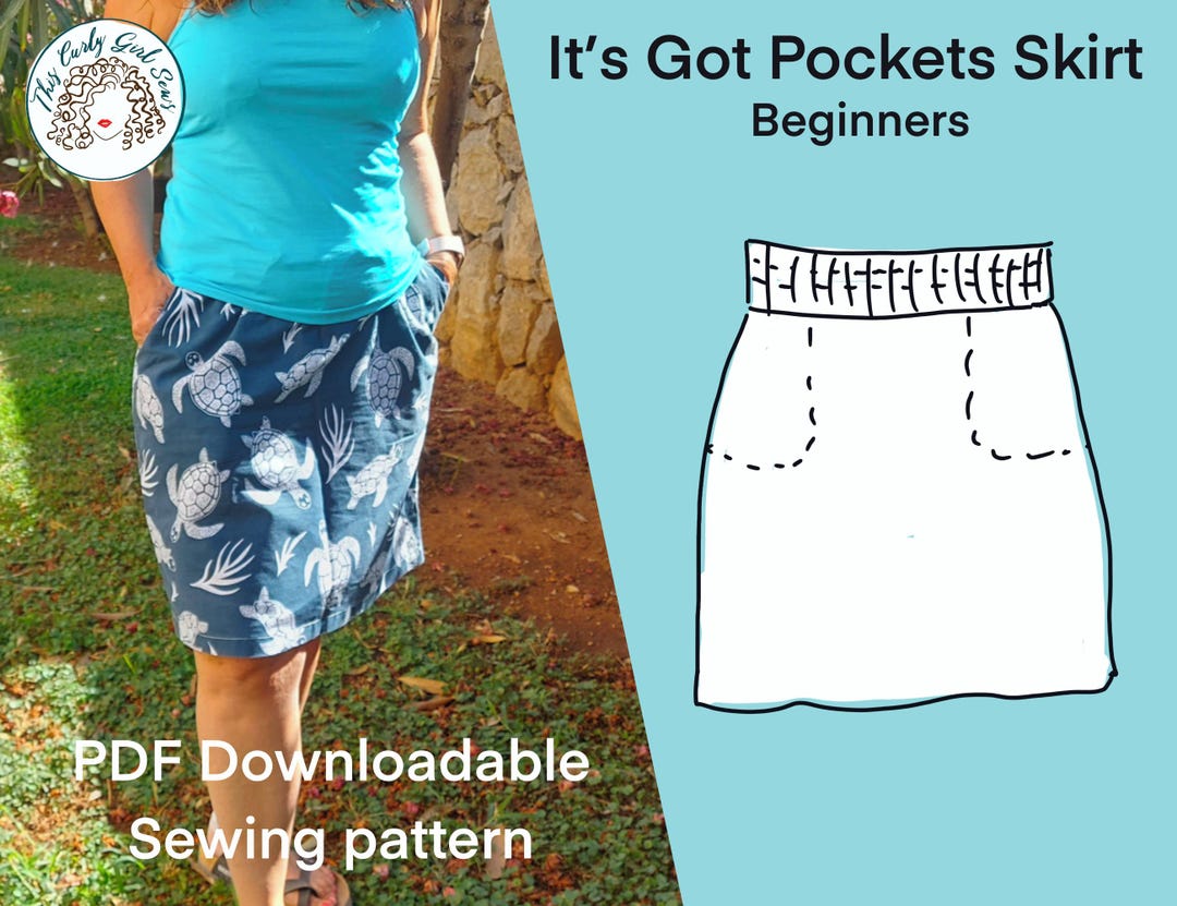 Beginners Skirt Pdf Sewing Pattern With Video Tutorial L Downloadable ...