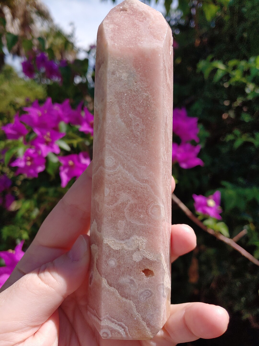 Large Brazilian Pink Amethyst Crystal Tower Hand Carved Pink Amethyst ...