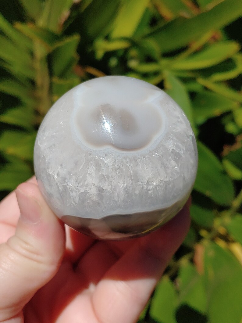 Gorgeous Moss Agate Crystal Sphere 60 MM White & Grey Agate Crackle ...