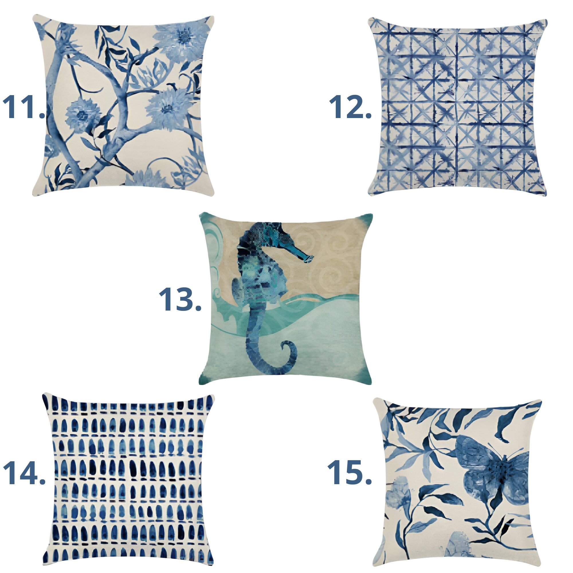 Aqua Turquoise Blue Nautical Marine Geometric Cushion Cover Teal ...