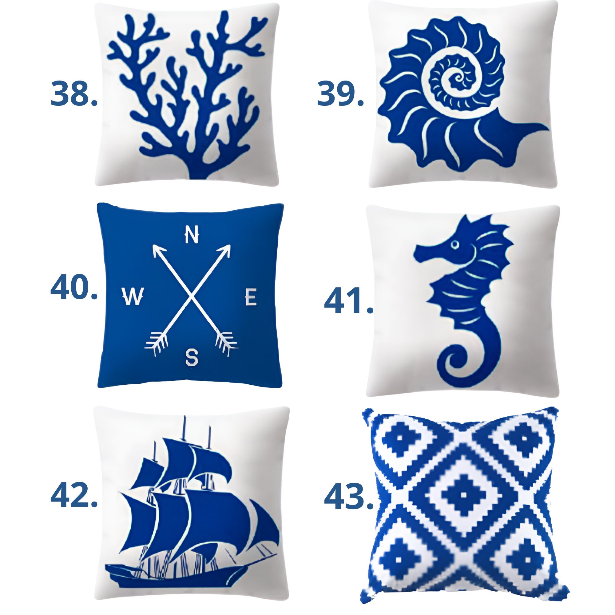 Aqua Turquoise Blue Nautical Marine Geometric Cushion Cover Teal ...