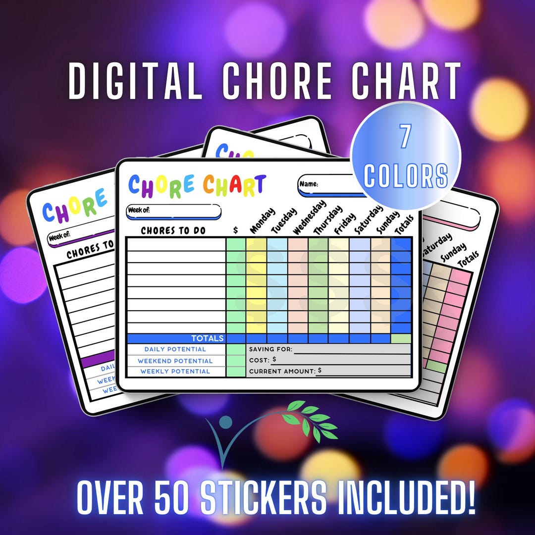 Digital Chore Chart - for Goodnotes | Notewise | Xodo on iPad and ...