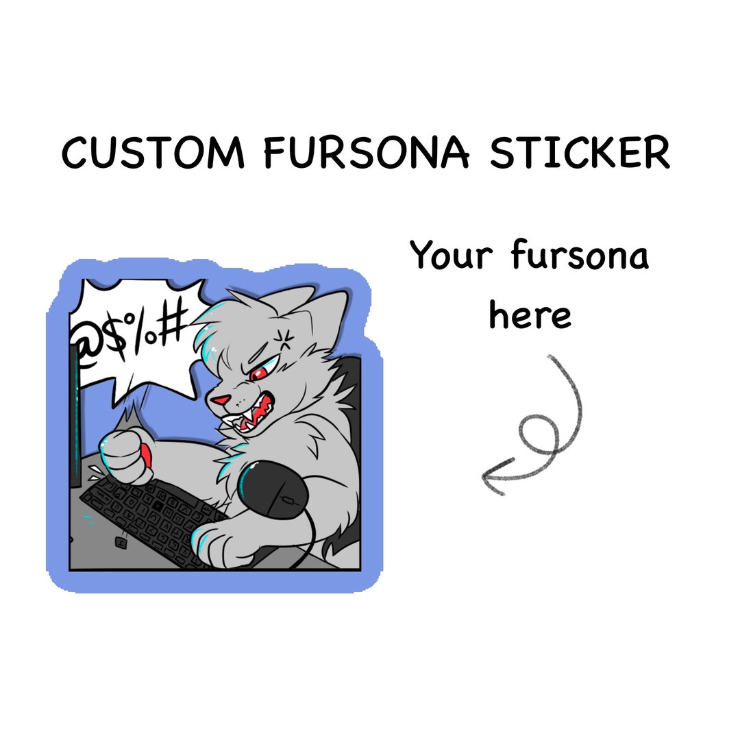 Furry Fursona Custom Sticker Fursona Gamer Rage Quit Sticker Fursona ...
