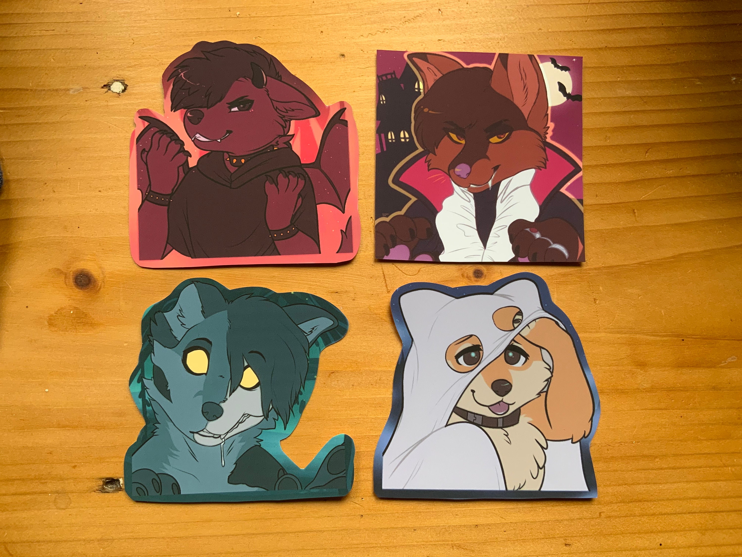 Furry Fursona Custom Sticker Set of 4 Halloween Zombie Vampire - Etsy
