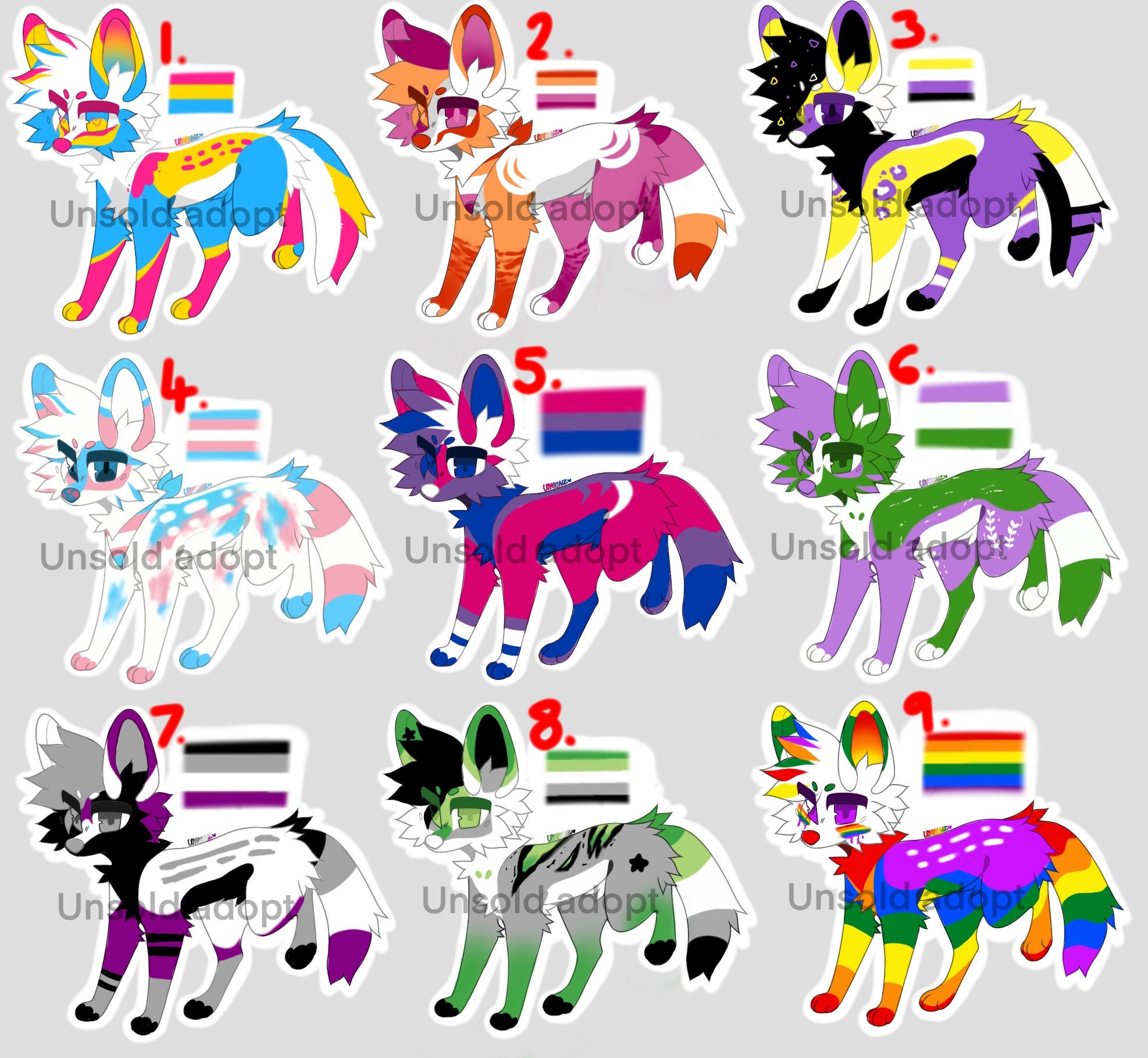 Pride LGBTQ Furry Adopts Fursona Adoptables Furryfandom Adopt | Etsy