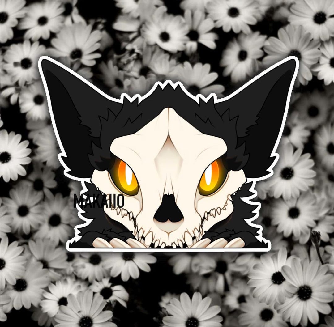 Furry Fursona Merch Skull Dog Wolf Stickers Cute Horror Kawaii Chibi ...