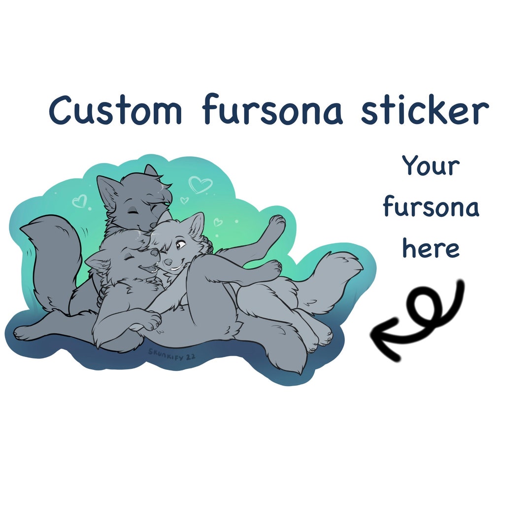 Furry Fursona Custom Sticker Fursona Polyamery Valentines Day Gift Cute ...