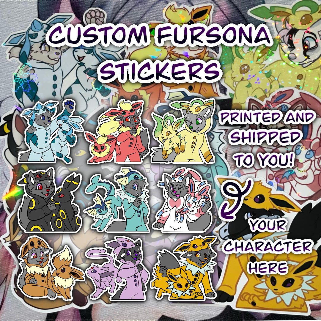 Furry Fursona Custom Sticker Pokémon Eeveelutions Inspired Kingu Cute Kawaii Sticker Fursona ...