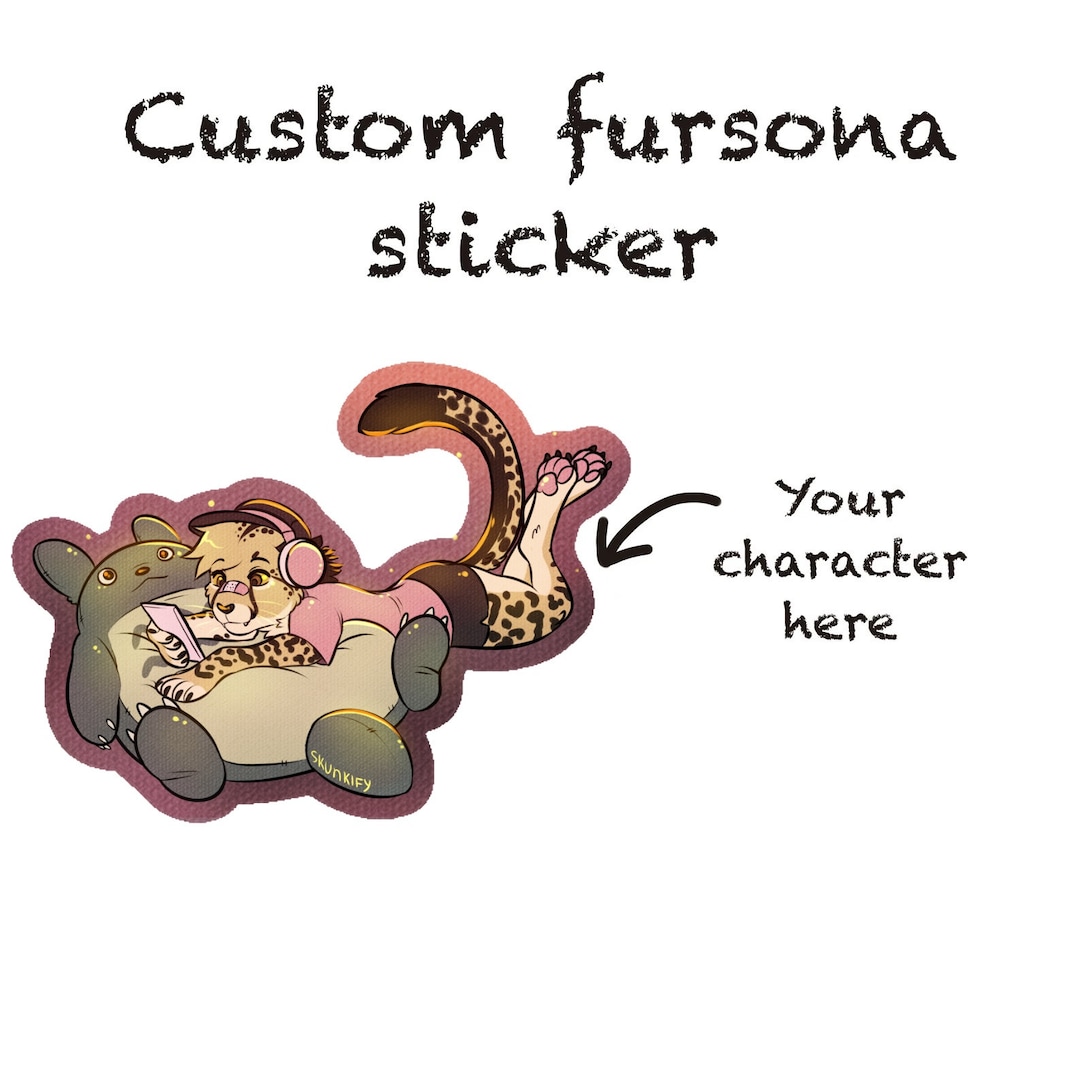 Furry Fursona Custom Sticker Fursona Gamer Plushie Toy Cute Kawaii ...