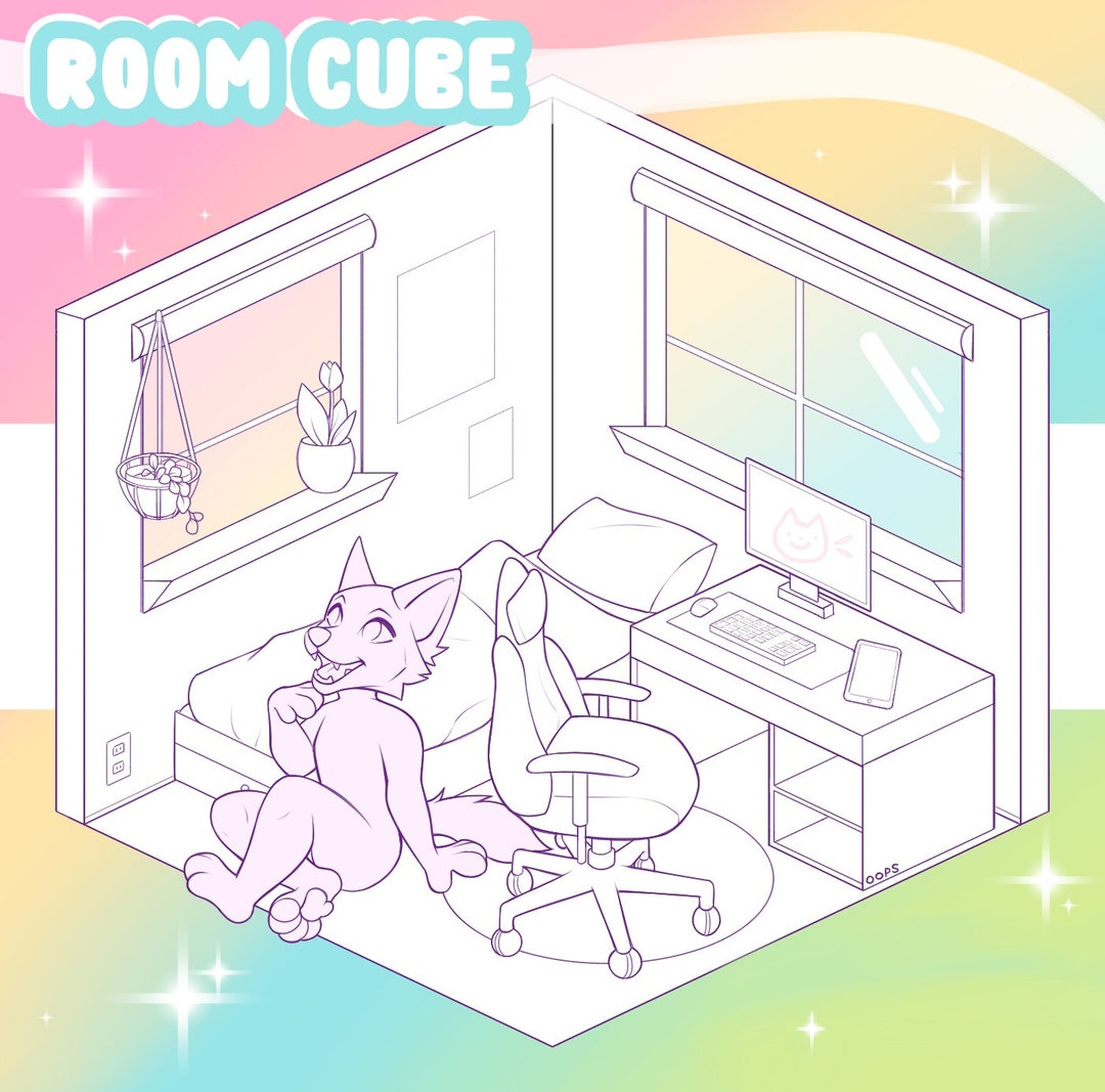 Digital YCH Room Cube Aesthetic Furry Fursona YCH Your Character Here Digital Art Furry Adopt ...