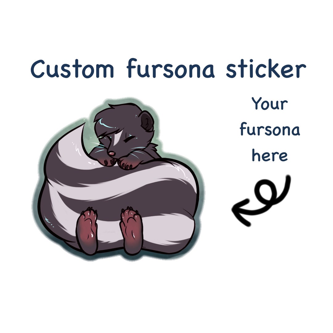 Furry Fursona Custom Sticker Fursona Cute Snuggled up Love - Etsy