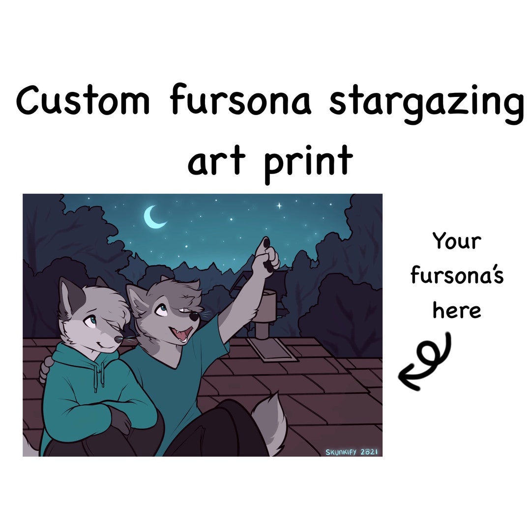 Furry Fursona Custom Art Print Fursona Valentine’s Day Stargazing Cute ...
