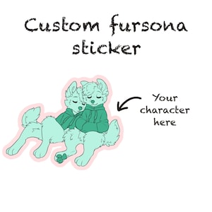 Furry Fursona Custom Sticker Fursona Couples Hug Snuggle Cute Kawaii ...
