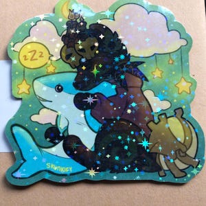 Furry Fursona Custom Sticker Sleepy Plush Cuddles Stars Clouds Cute ...
