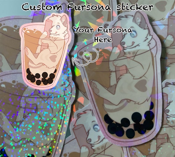 Furry Fursona Custom Sticker Fursona Boba Cute Kawaii Sticker - Etsy