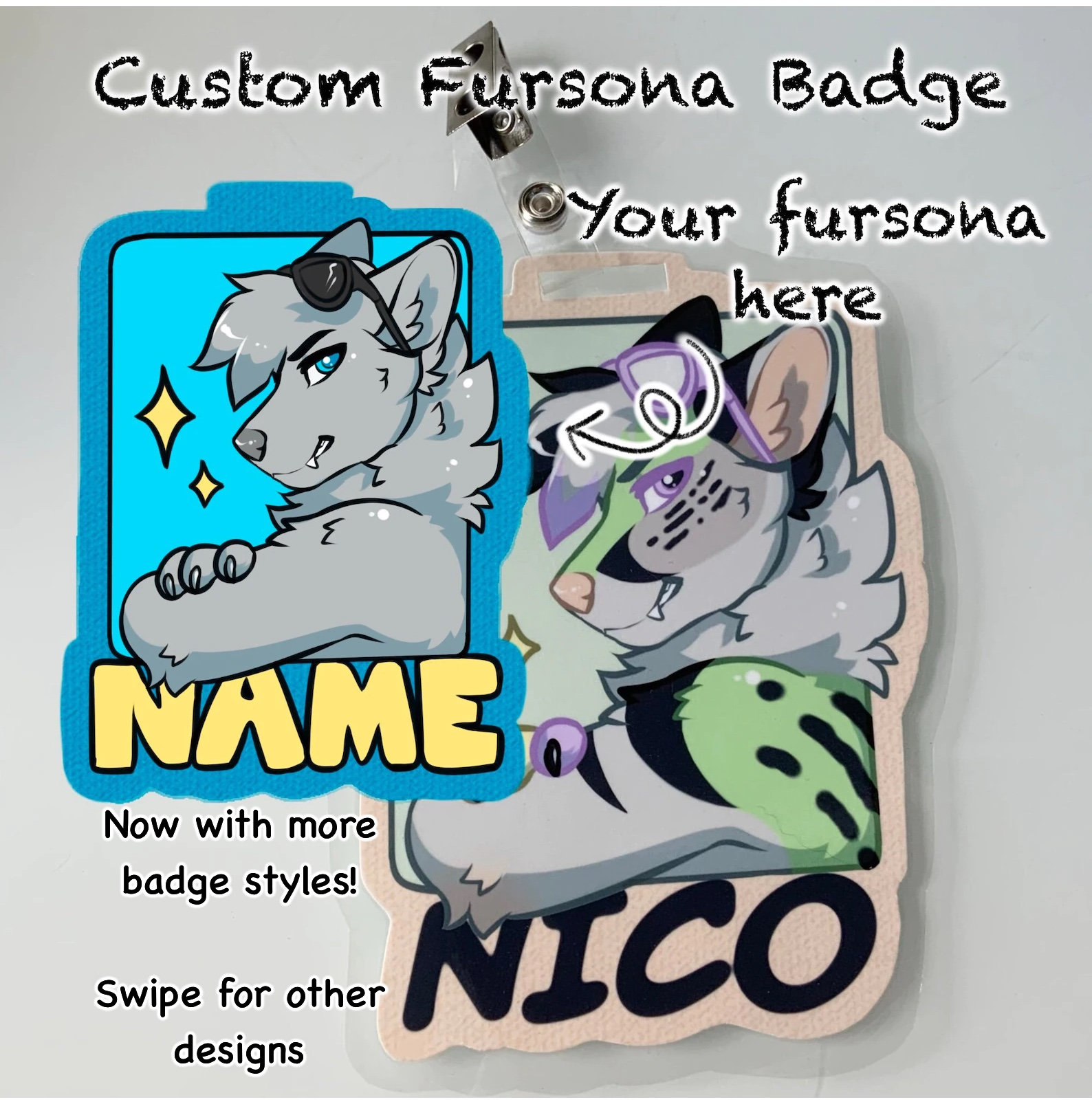 Furry Fursona Custom YCH Badge Fursona Fursuiting Badge Cute - Etsy