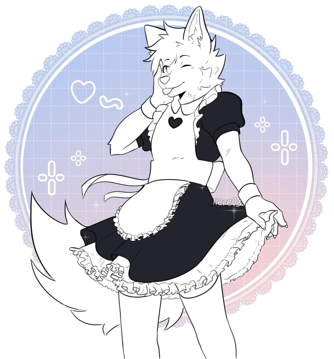 Maid Outfit Cute Male or Female Maid Outfit Furry Fursona YCH Your ...
