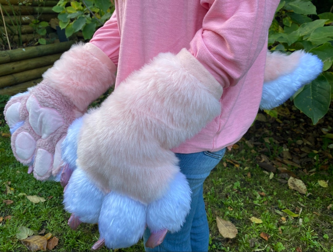 Cute Stuffed Furry Fursona Hand Paws With Fake Leather Claws Fursuit ...