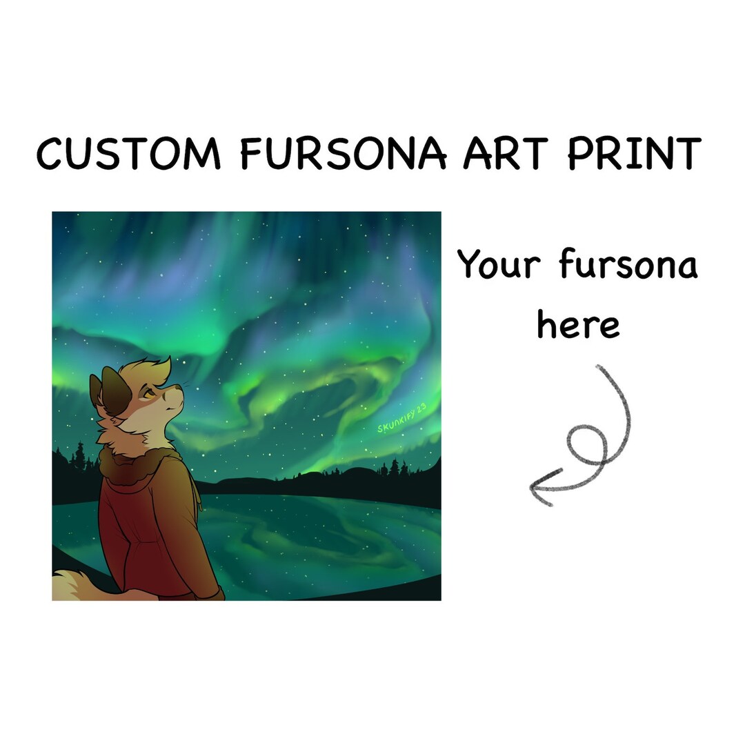 Furry Fursona Custom Art Print Gift Northern Lights Christmas Stocking ...