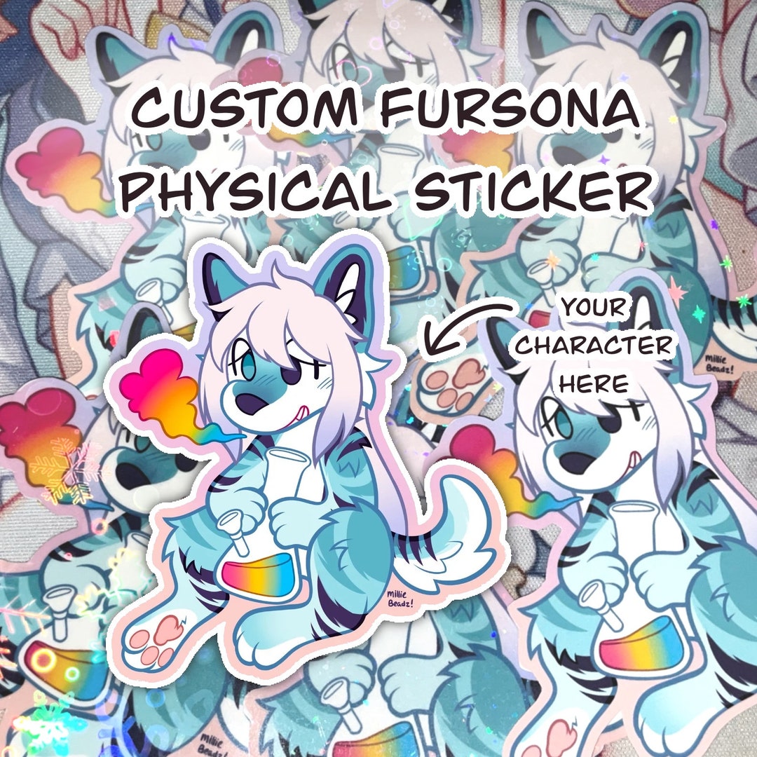 Furry Fursona Custom Sticker Silly Stoner Dog Fursona Meme Cute Kawaii ...