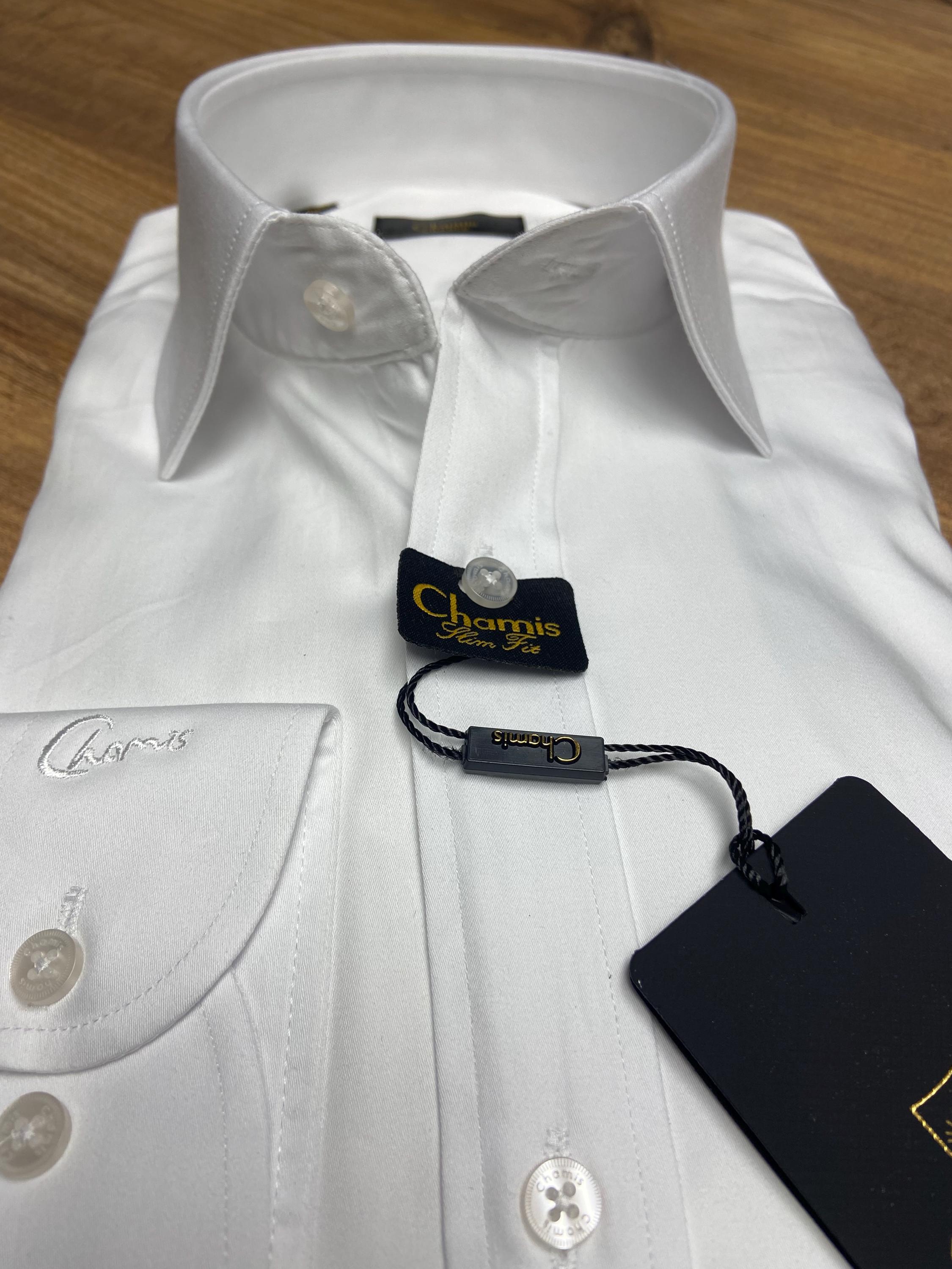 Chamis Slimfit Classic Collar White Cotton Sateen Shirt - Etsy