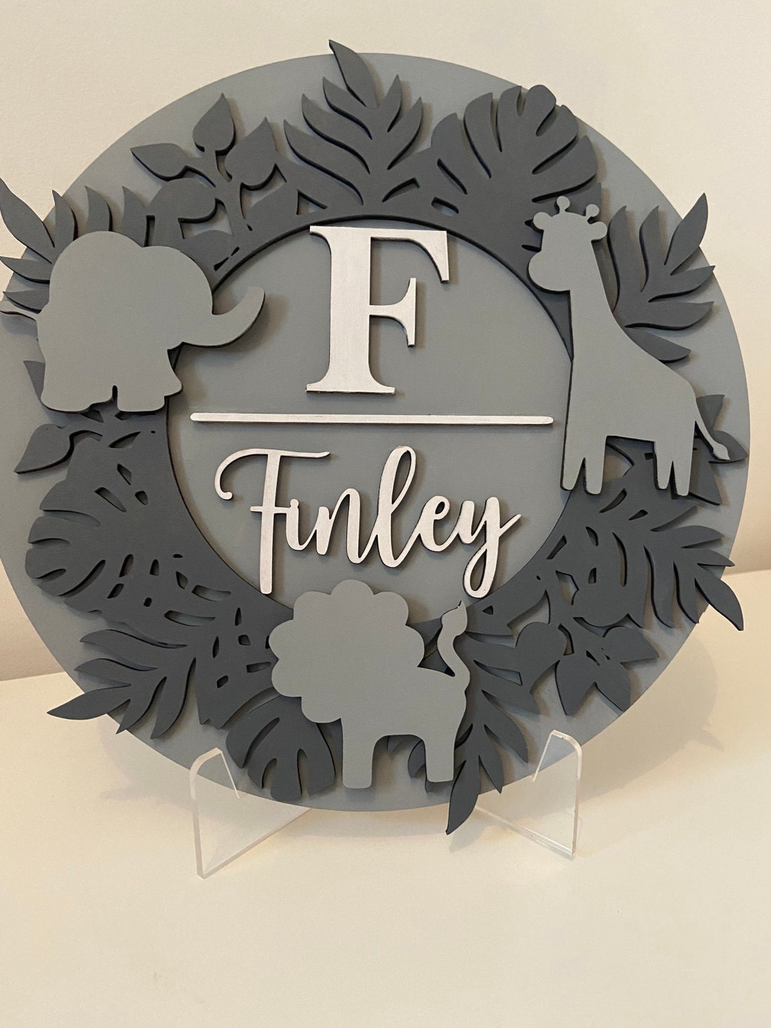 Personalised Safari Jungle Themed Plaque. Wild Animals. Elephant ...