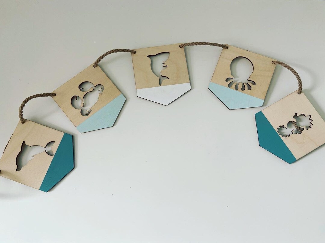 Under the Sea Bunting, Sea Animals, Bunting. Nautical Themed. Wooden ...