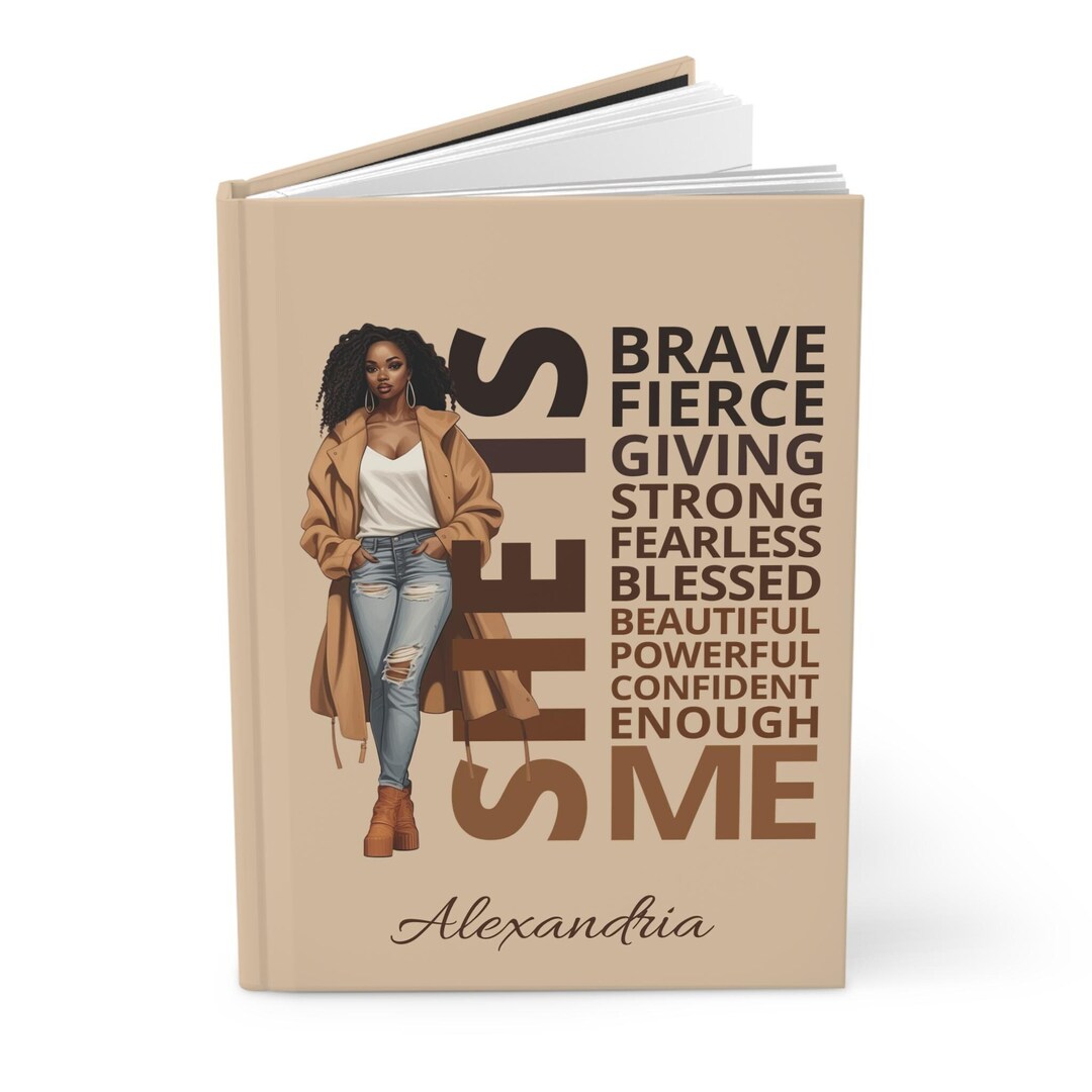 Black Girl Diary Hardcover Journal Matte, Personalized She is Me Black ...