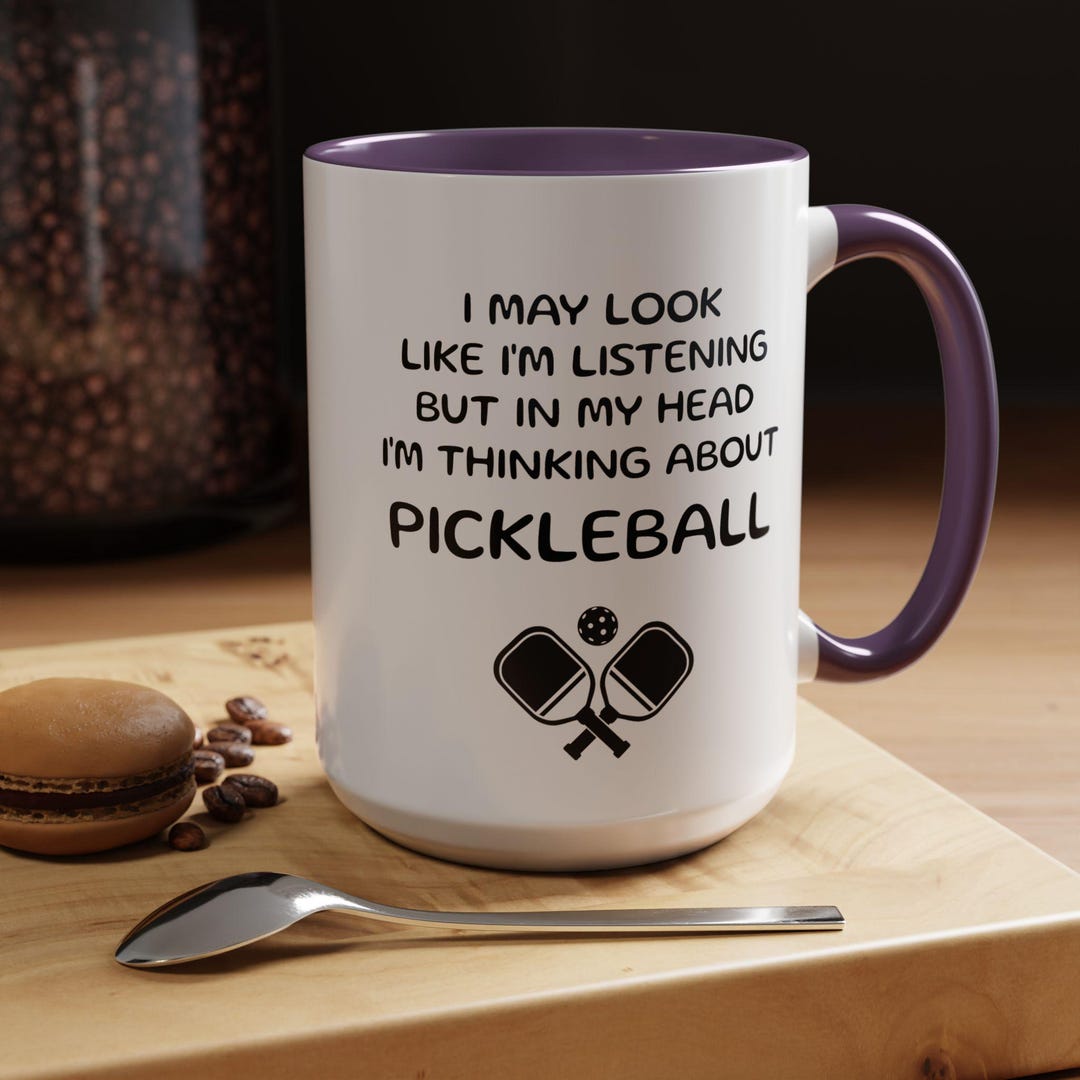 Funny Pickleball Mug | Thinking About Pickleball Coffee Cup | Player ...