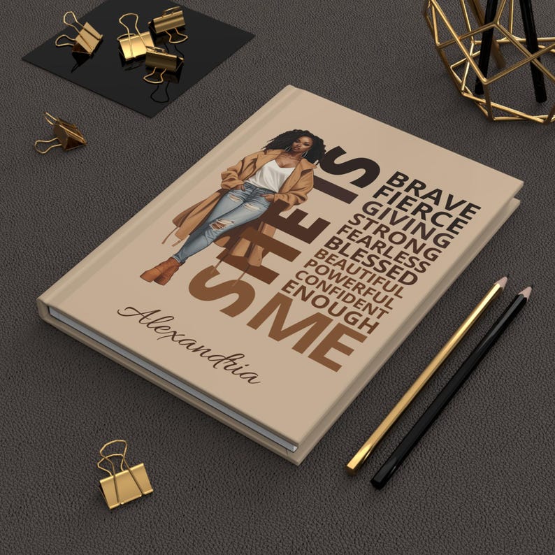 Black Girl Diary Hardcover Journal Matte, Personalized She is Me Black ...