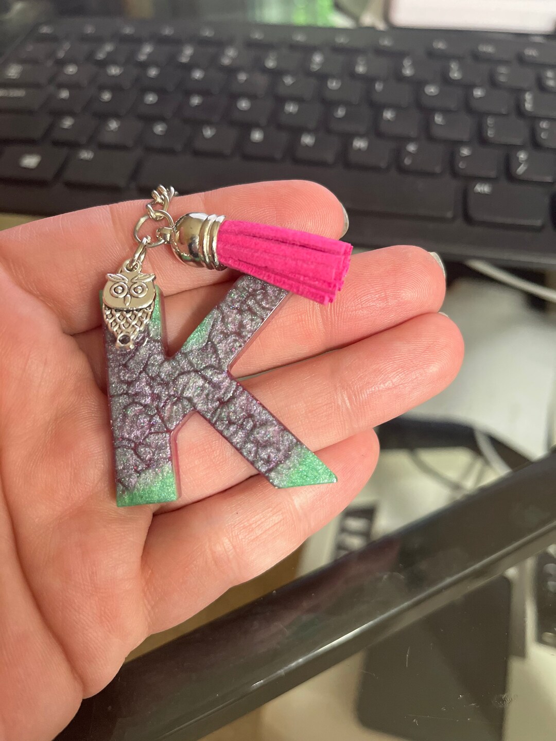 Epoxy Letter Keychain - Etsy