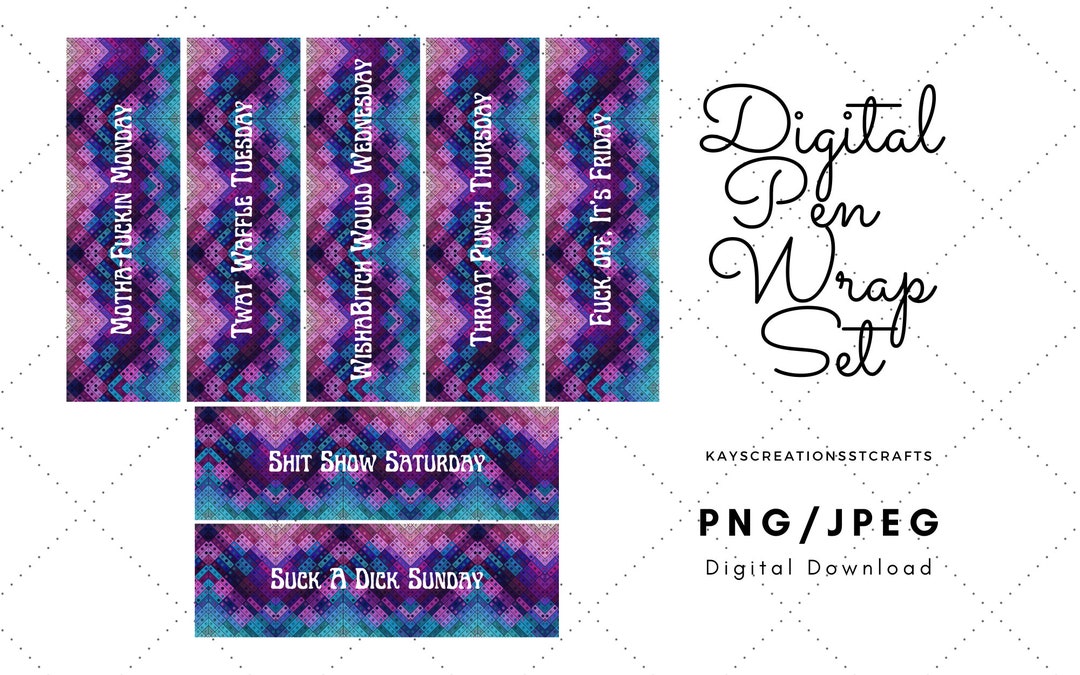 7 Day Set Days of the Week Pen Wraps 1.5" X 4.8" - Etsy