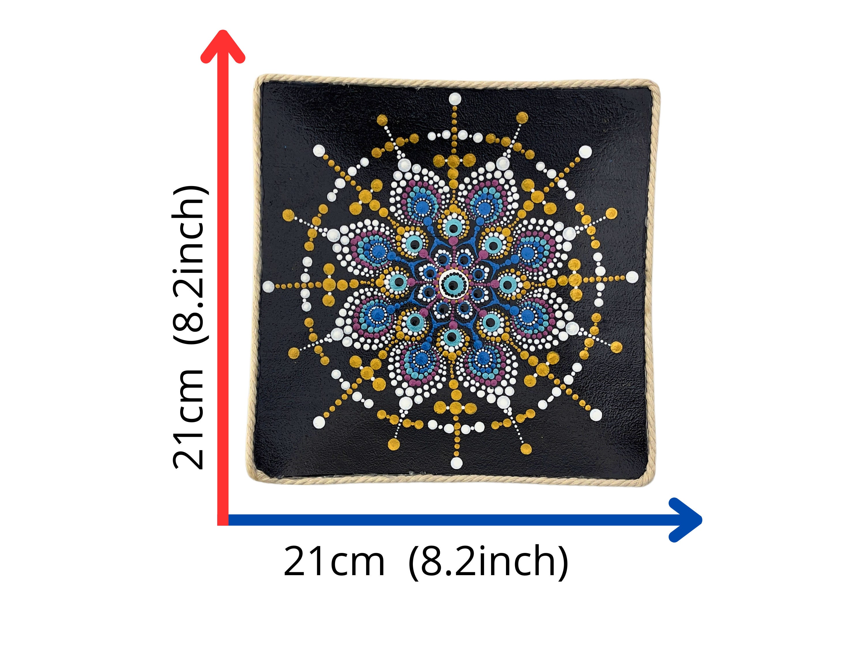Hand-painted Mandala Glass Plate Elegant Home Decor Gift for Her Boho ...
