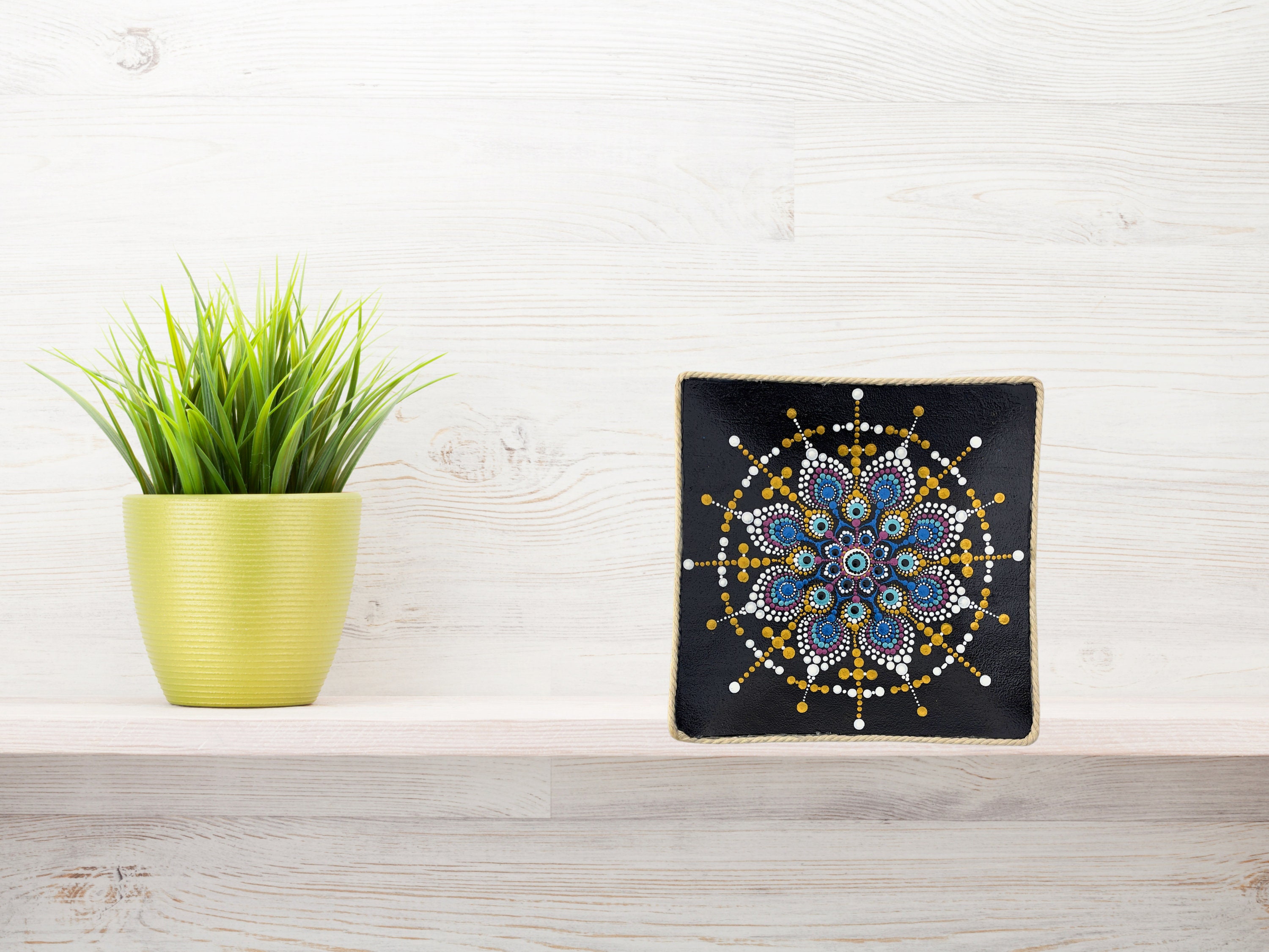 Hand-painted Mandala Glass Plate Elegant Home Decor Gift for Her Boho ...