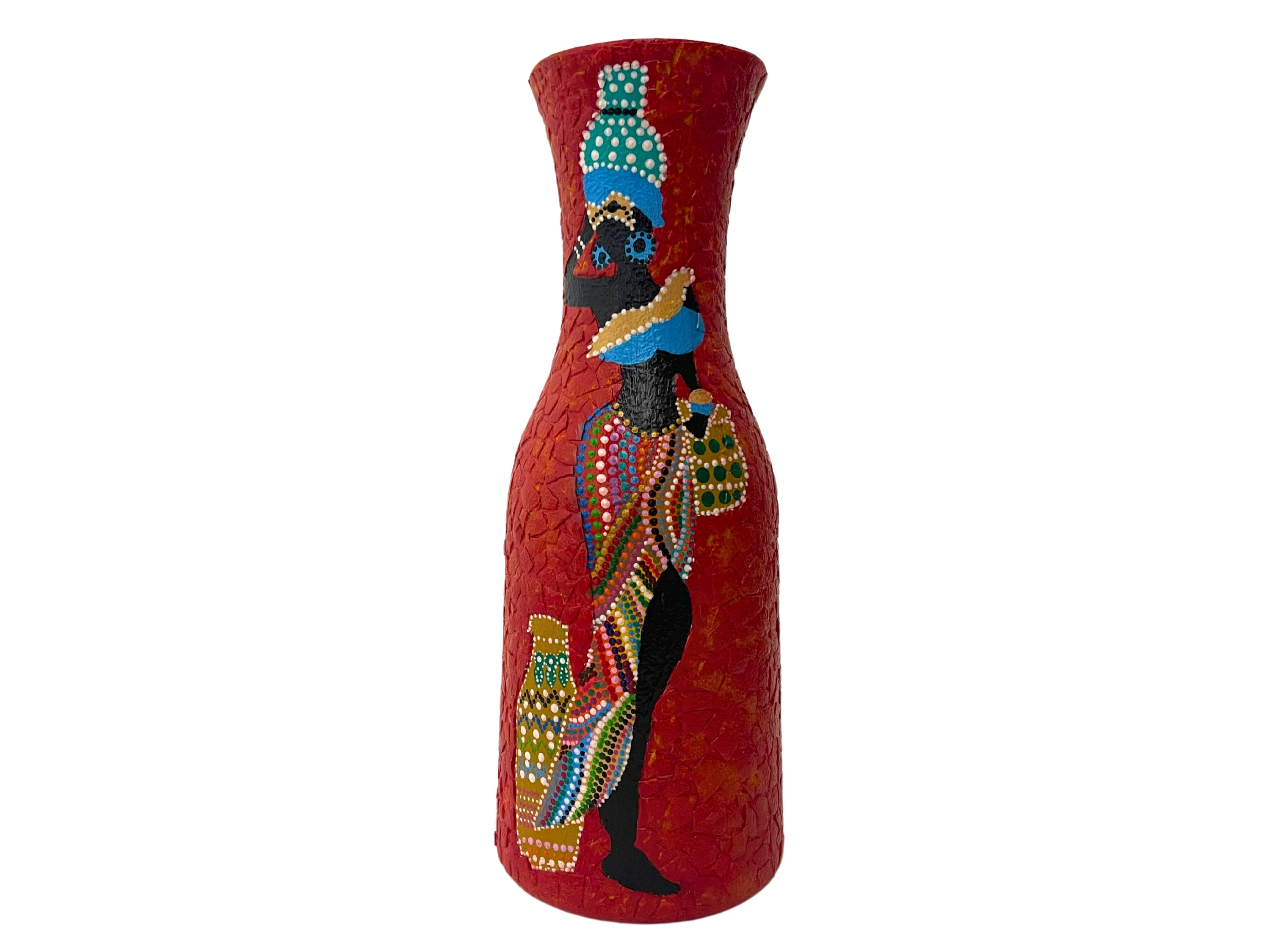 African Woman Vase | Tribal Water Pot Design | Mandala Art | Unique ...